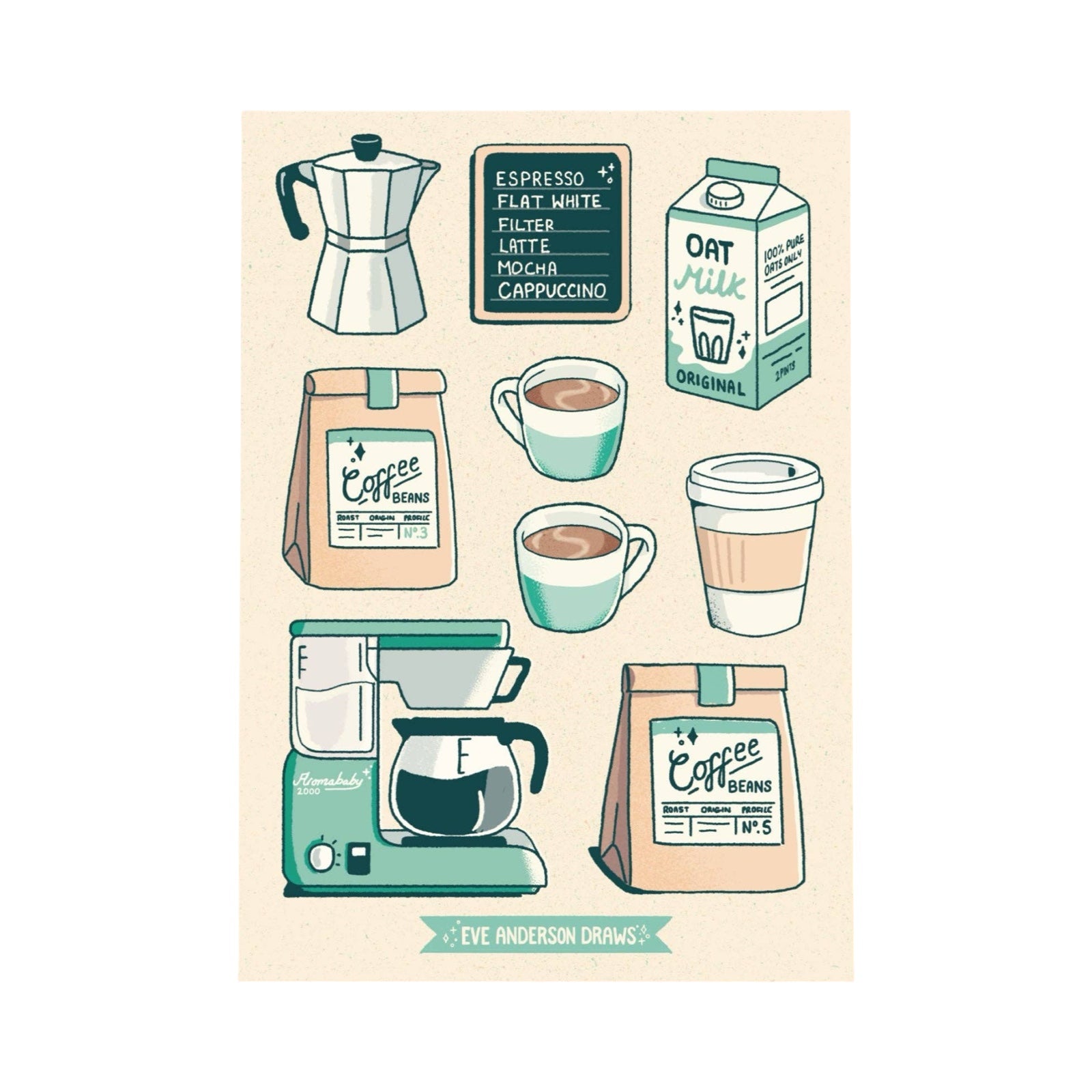 Coffee Sticker Sheet | Independent Gift Shop Edinburgh