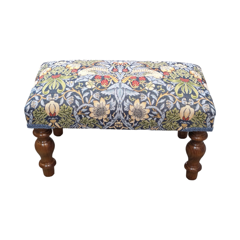 Strawberry Thief Footstool Dark Blue
